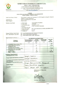 Lembar Peer Review (PROJECT-BASED LEARNING AND ASSESSMENT FOR ESP (ENGLISH FOR SPECIFIC PURPOSE ...